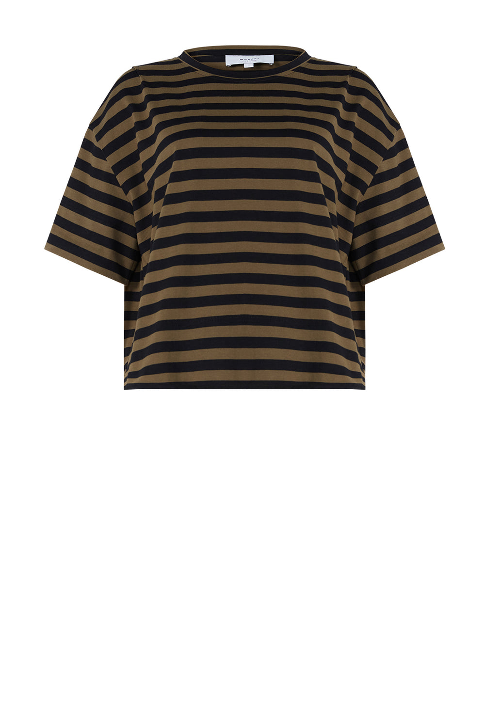 boxed tee / black|khaki wide stripe | m o o c h i