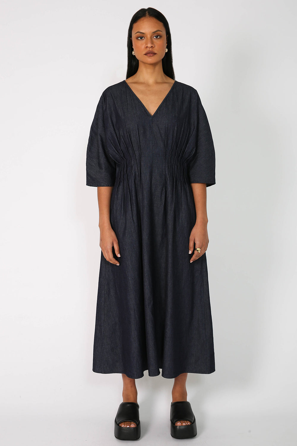 ravine midi dress / dark indigo | m o o c h i