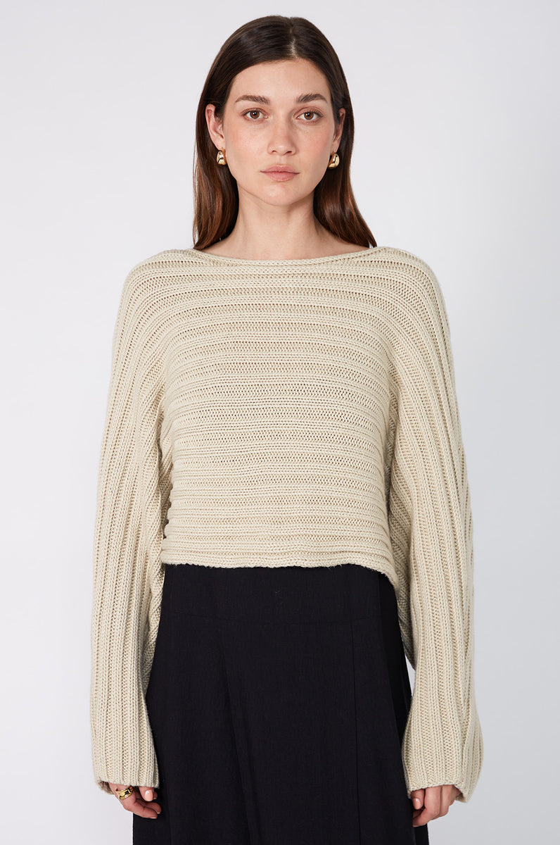 rib croppy sleeve / stone | m o o c h i